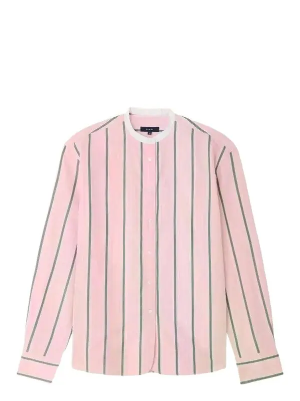 Soeur Striped Band Collar Shirt - Pink