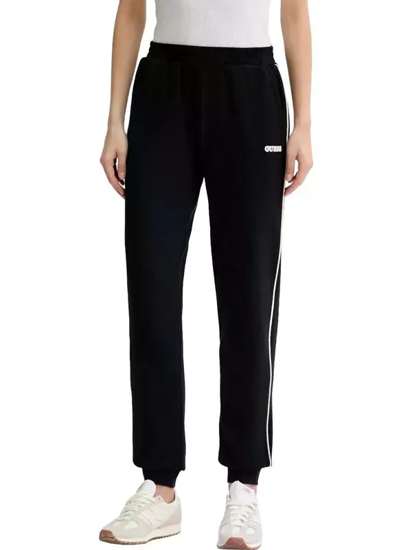 Guess Logo Patch Side Stripe Track Pants - Black
