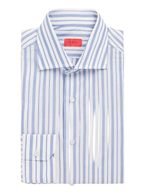 Isaia Cotton Stripe Shirt - Blue
