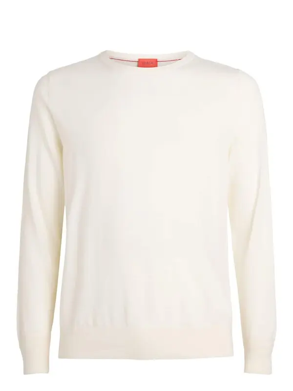 Isaia Wool Crew Neck Sweater - Ivory