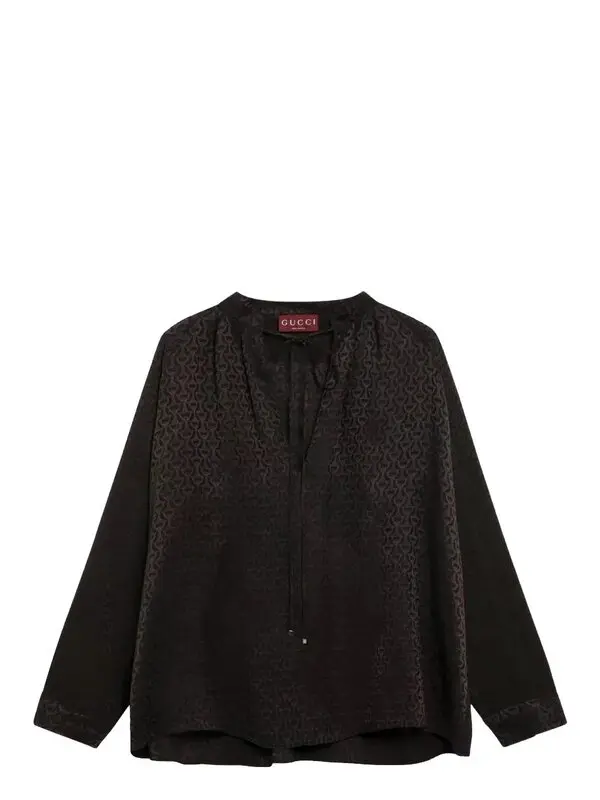 Gucci Horsebit Jacquard Silk Shirt - Brown
