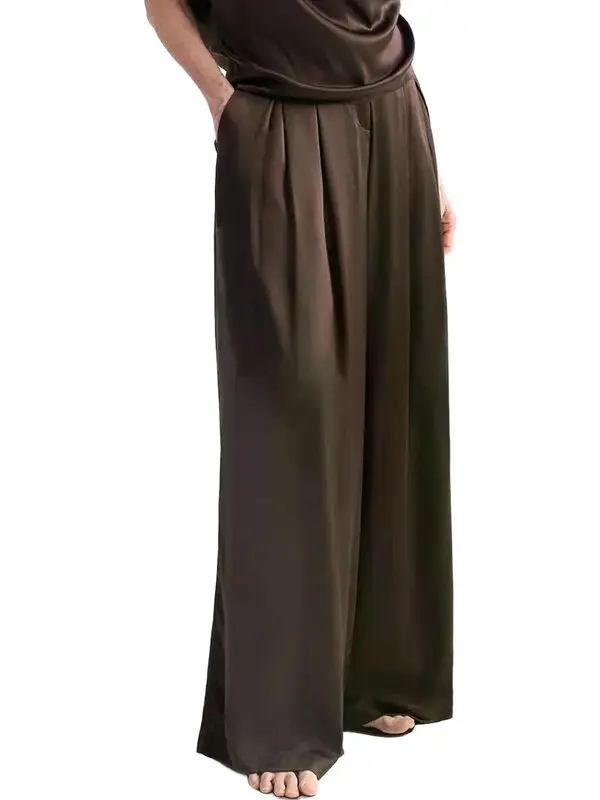TWP Drew Pleated Palazzo Pants - Brown