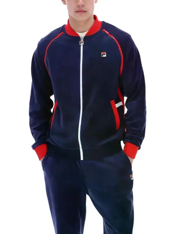 FILA Archive Logo-patch Velvet Jacket - Blue
