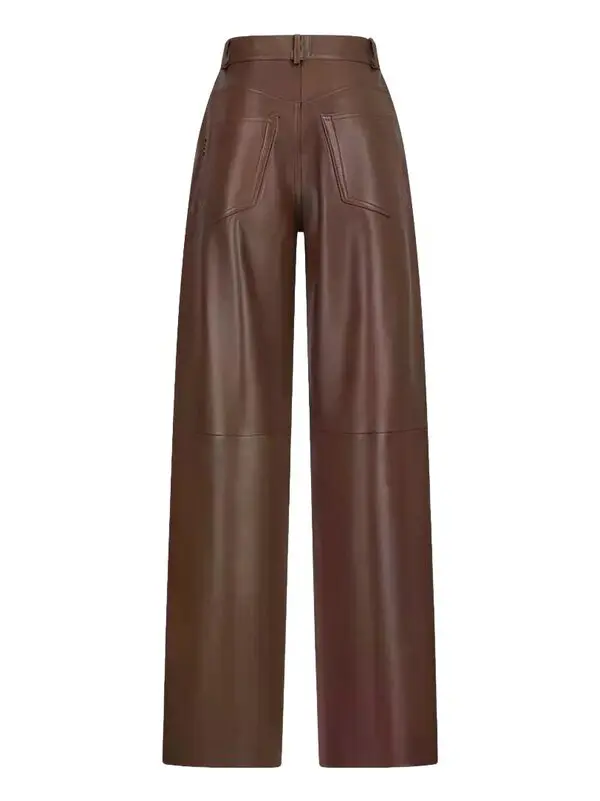 Destin Bonnie Leather Wide Leg Trousers - Brown