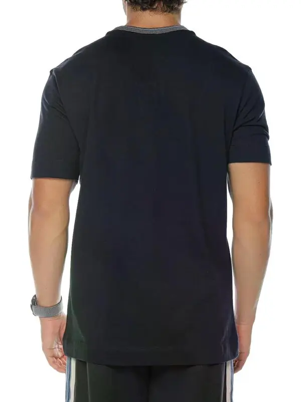 Emporio Armani Logo-embroidered Striped-trim T-shirt - Blue