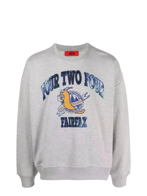 424 Embroidered Varsity-style Sweatshirt - Grey