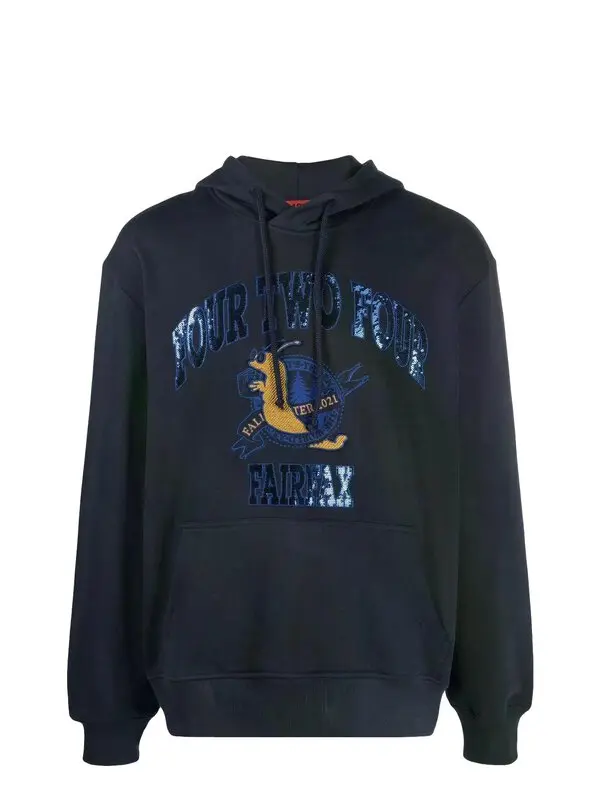 424 Applique Detail Hoodie - Blue