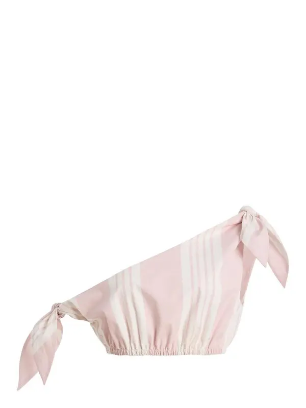 Posse Rosie Striped Cotton Off-the-shoulder Tie Top - Pink