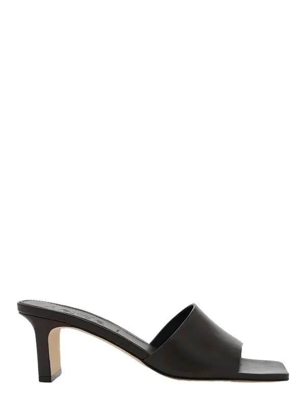 AeydĒ Jessie Leather Square Toe Block Heel Mules - Brown