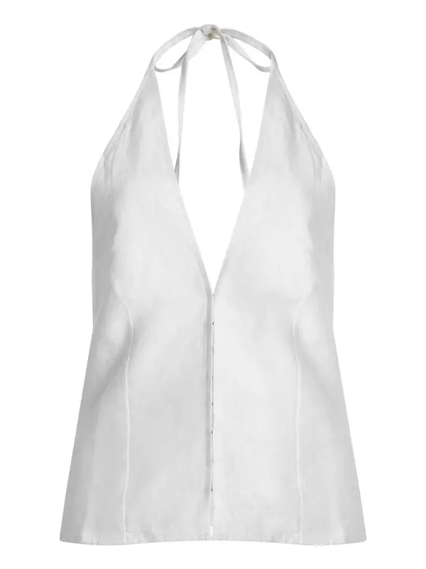 DEIJI STUDIOS Close Linen Halter Top - White