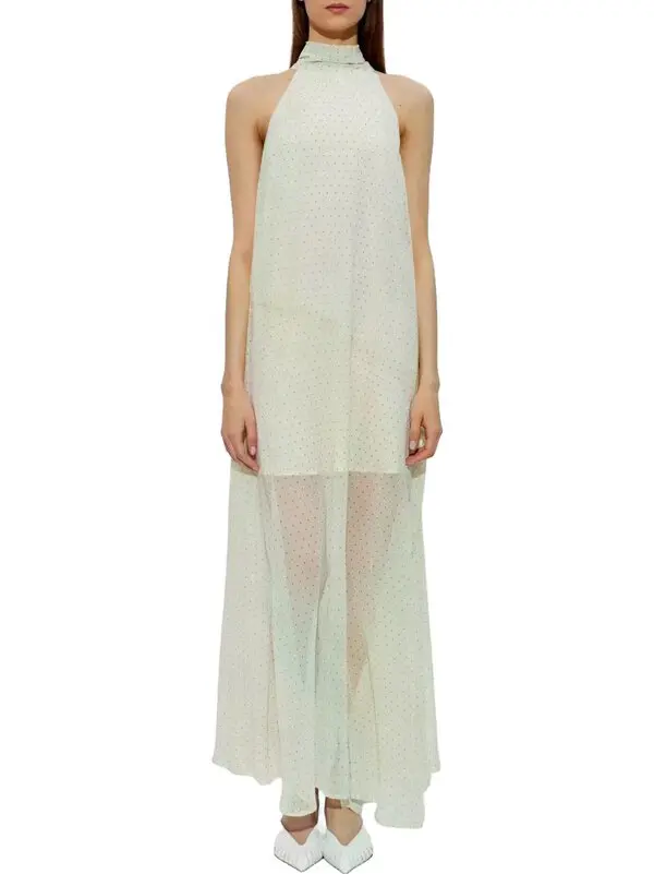 GESTUZ Polka-dot Halterneck Maxi Dress - Neutrals