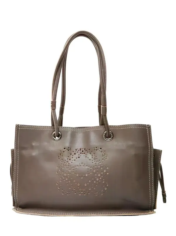 Loewe Anagram Perforated Leather Tote Bag - Grey