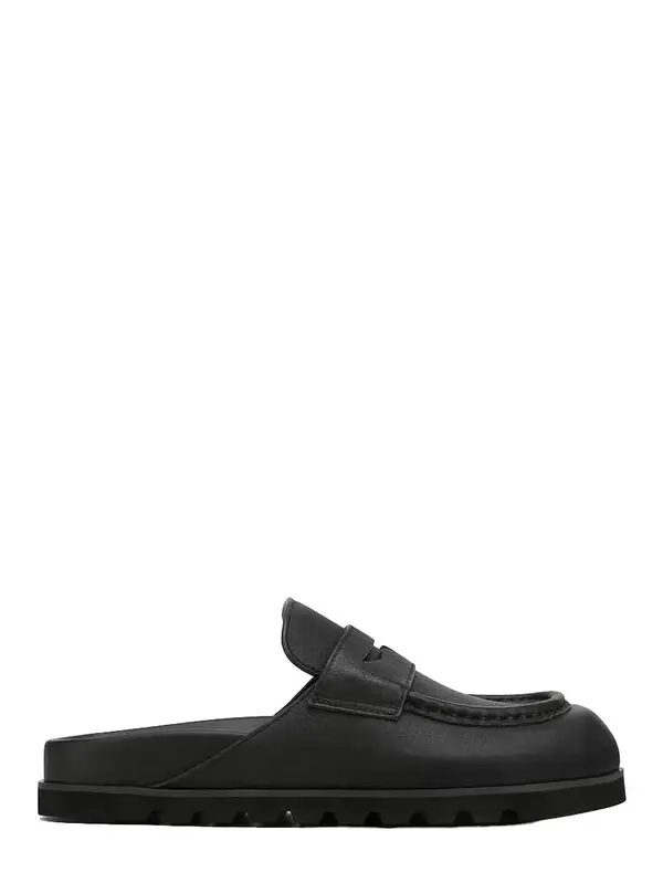 NAKED WOLFE Cord Pebble-embossed Penny-strap Slides - Black