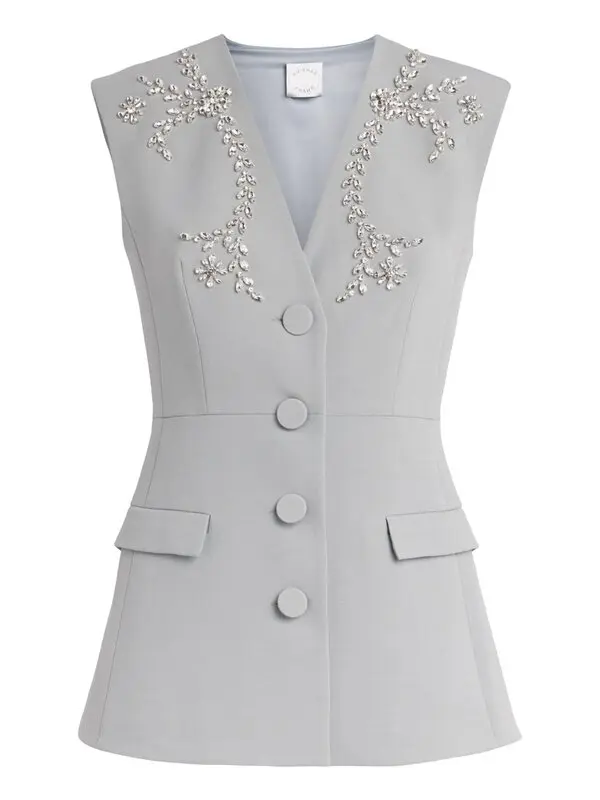 Huishan Zhang Embellished Sleeveless Jacket - Grey