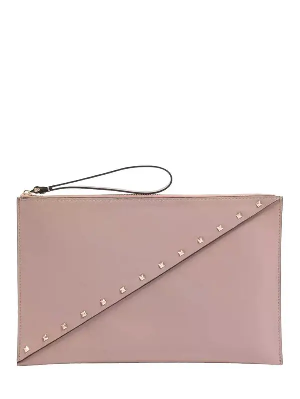 Valentino Garavani Rockstud Calfskin Pouch - Neutrals