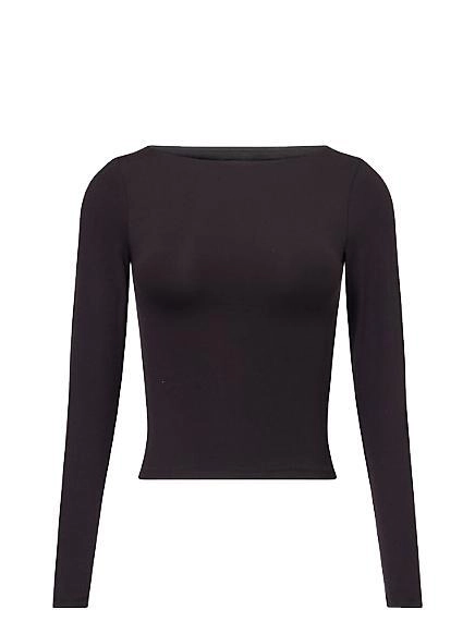 TALA 365 Boat-neck Long-sleeve Stretch-jersey Top - Shadow Black