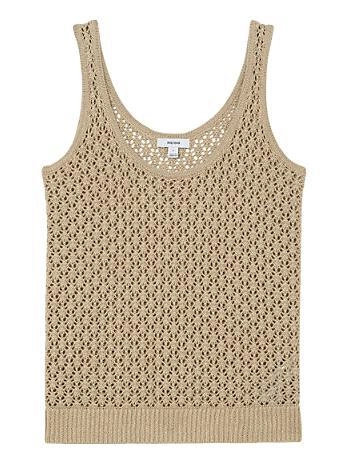 REISS Colette Knitted Linen Vest - Neutral