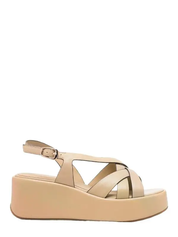 BRUNO PREMI Leather Platform Sandals - Neutrals