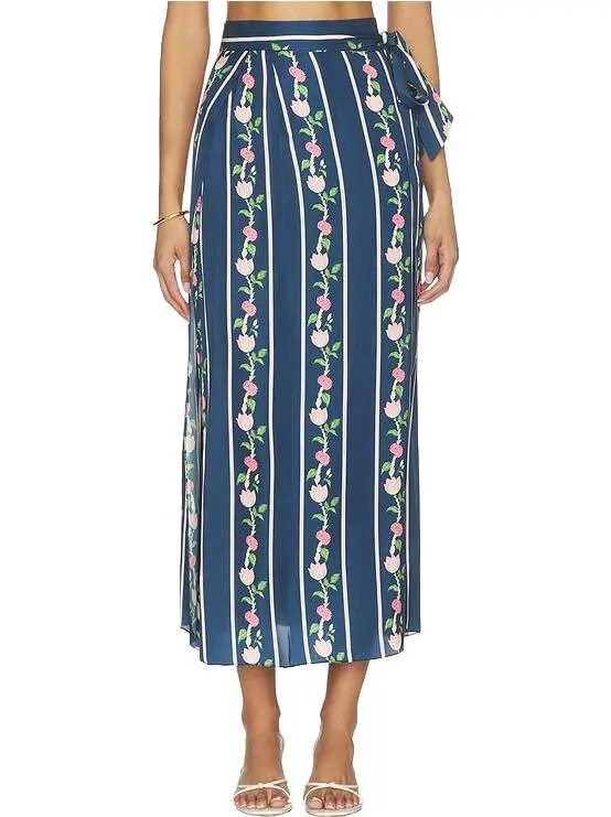 Verandah Toran Silk Luxe Skirt - Blue