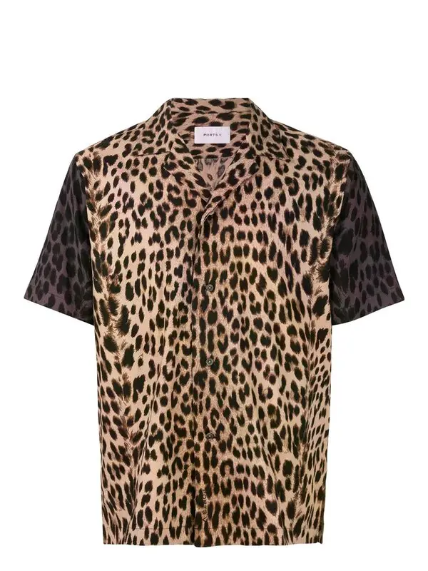 PORTS V Leopard Print Boxy Shirt - Brown