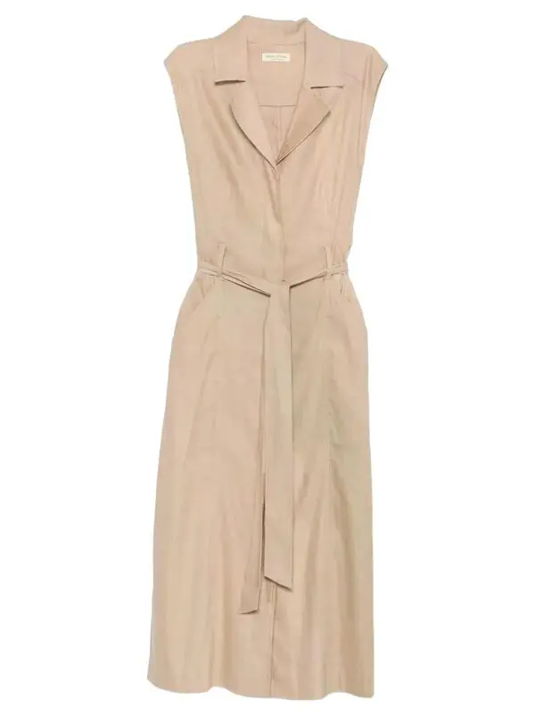 Marc O'polo Sleeveless Belted Dress With Notched Lapels - Neutrals