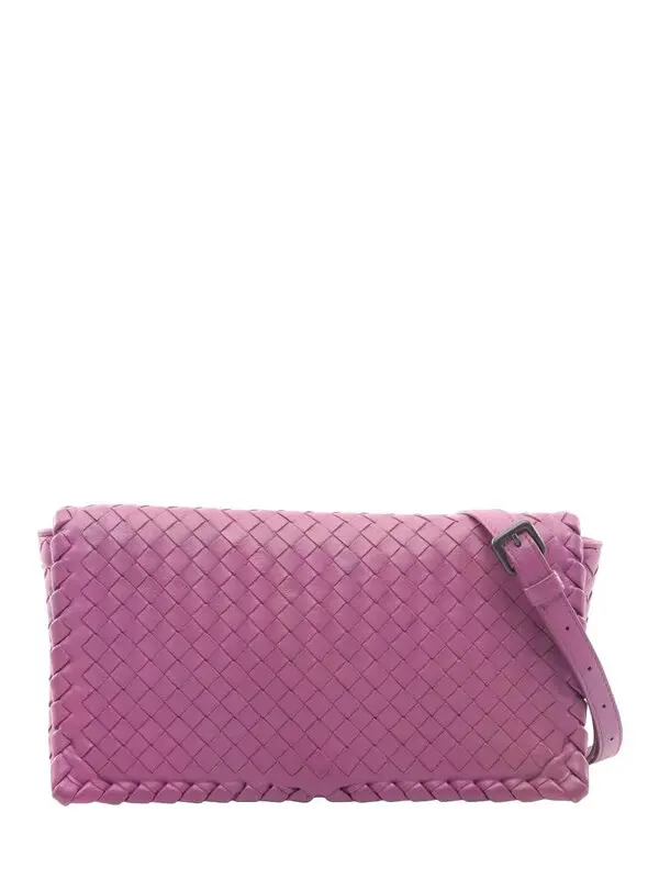 Bottega Veneta Nappa Intrecciato Flap Crossbody Bag - Purple