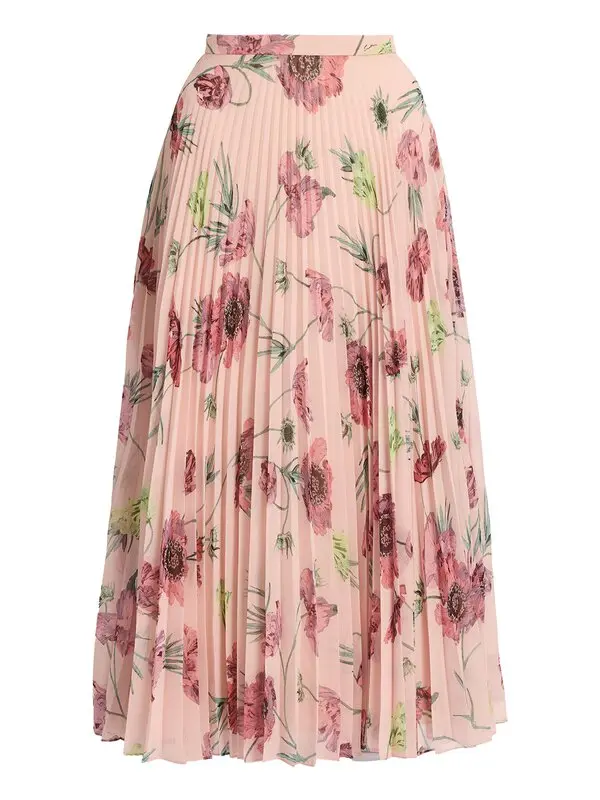 Erdem Floral Plissé Voile Midi Skirt - Multi
