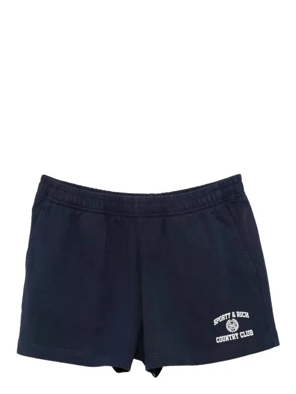 SPORTY & RICH Logo-print Elasticated Shorts - Blue