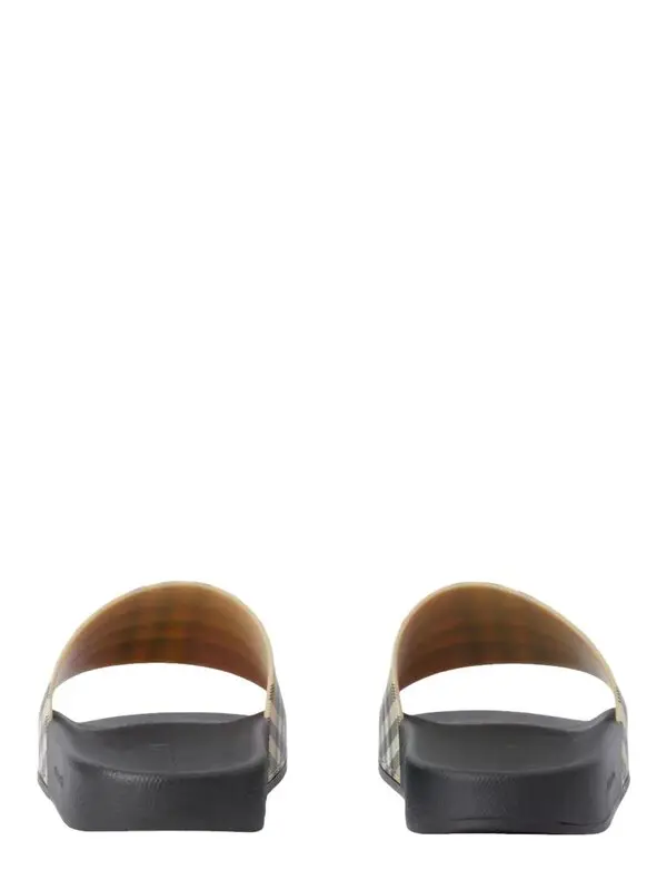 Burberry Check Slides - Neutrals