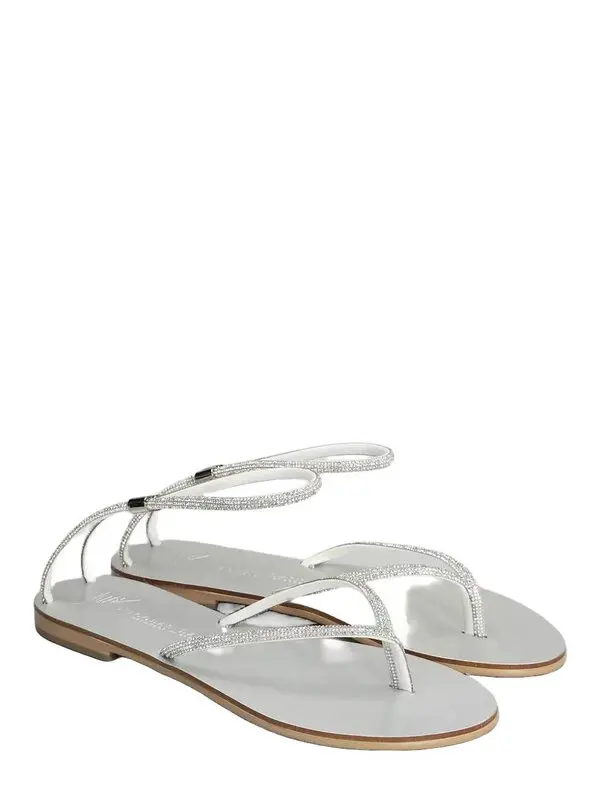 NICOLAS LAINAS Crystal-embellished Flat Sandals - Silver