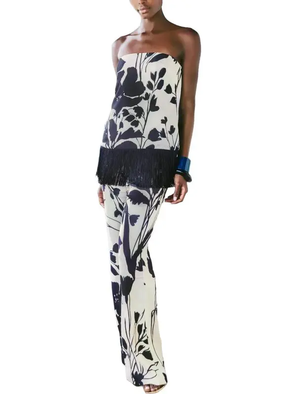 Cara Cara Floral-print Fringed Blouse - Blue