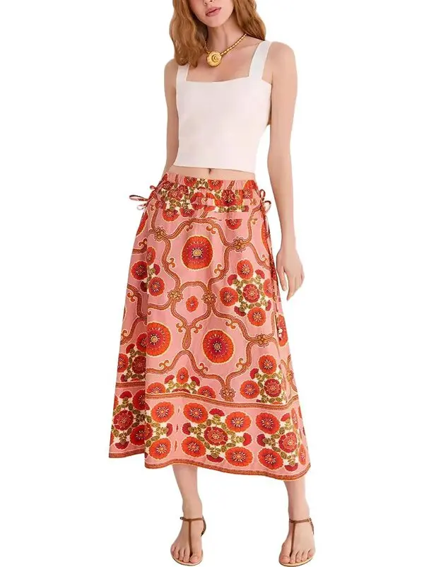 Cara Cara Meret Floral-print Midi Skirt - Red