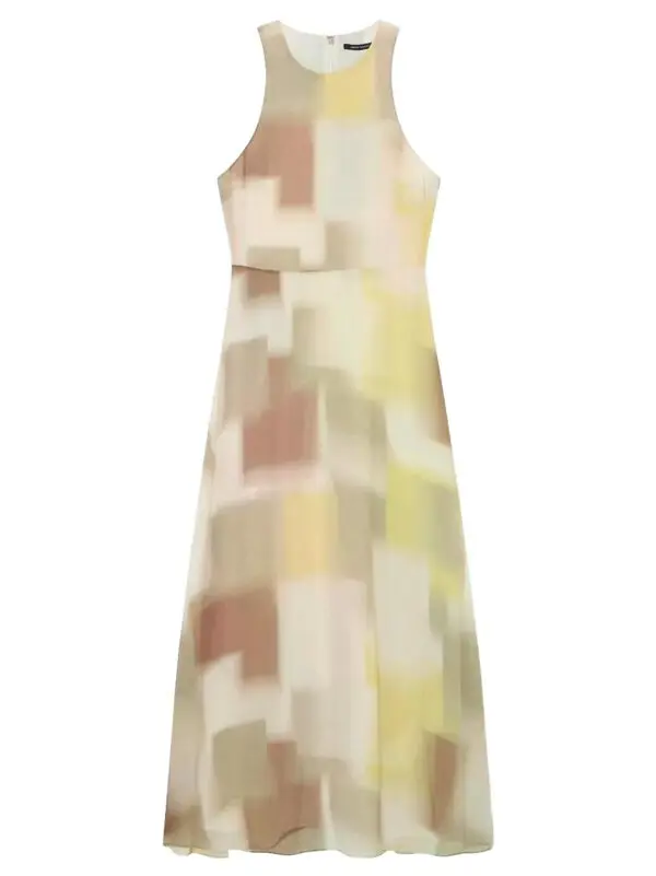Armani Exchange Abstract-print Sleeveless Midi Dress - Neutrals