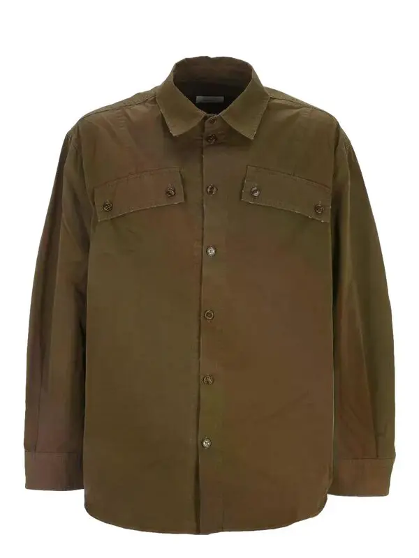 Off-White Logo-print Flap-pocket Shirt - Brown