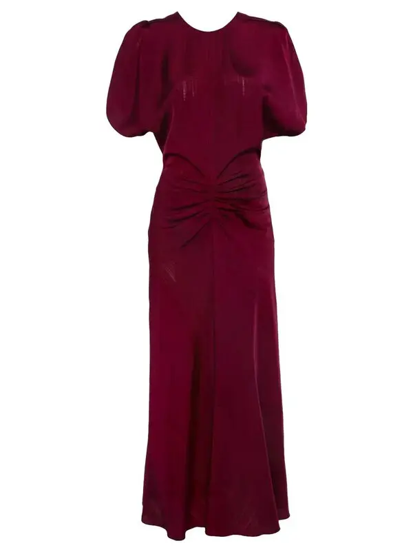 Victoria Beckham Gathered Detail Midi Dress - Red