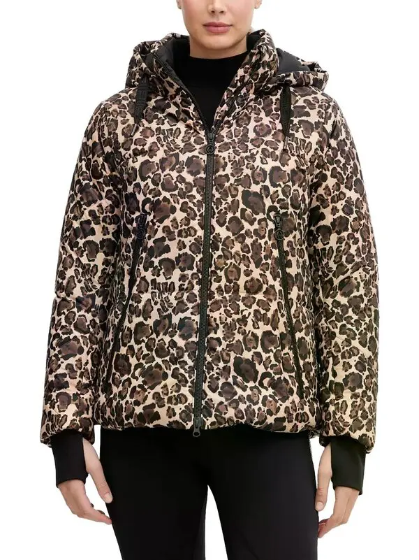 SPORTALM Leopard Print Padded Hooded Jacket - Brown