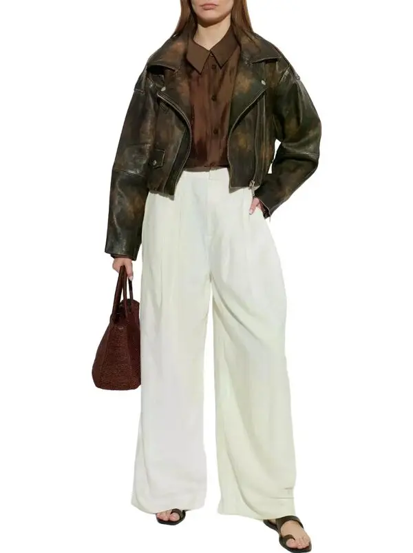 GESTUZ Epaulette-detail Satin Shirt - Brown
