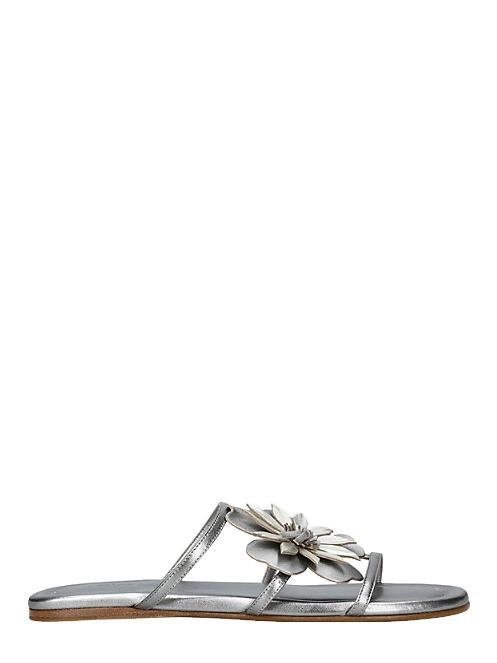 Zimmermann Belara Flat Sandals With Appliqué Detail - Silver