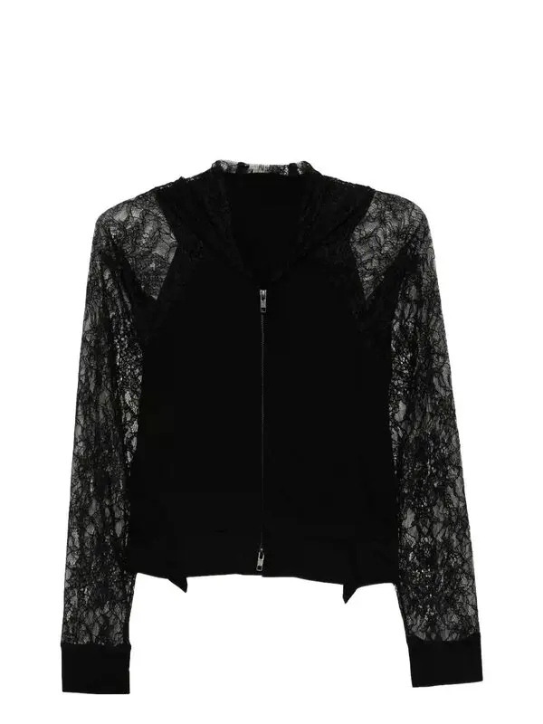 LIMI FEU Lace-panelled Zip-up Hoodie - Black