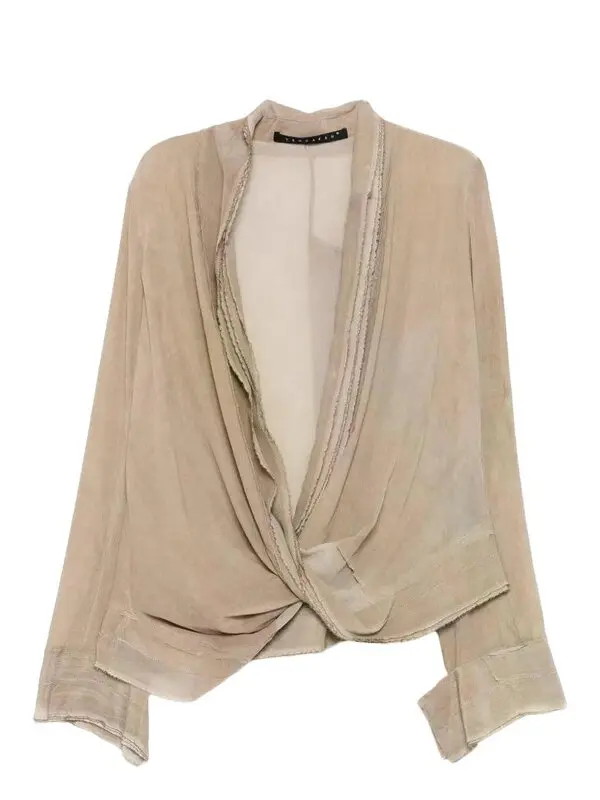 YEHUAFAN Silk Long Sleeve Shirt - Neutrals