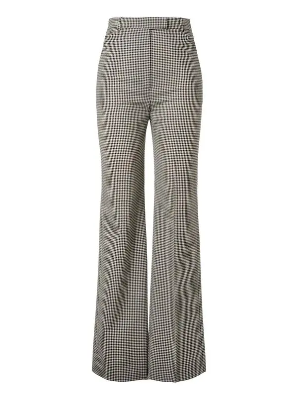Alexander McQueen Gingham Wool Wide-leg Pants - Black
