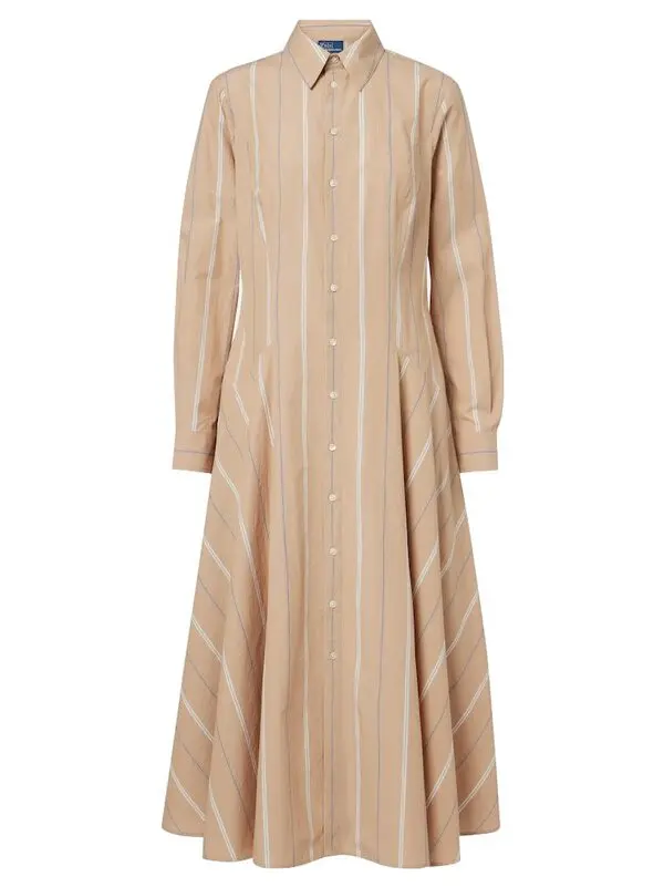 Polo Ralph Lauren Striped Cotton Shirt Dress - Beige