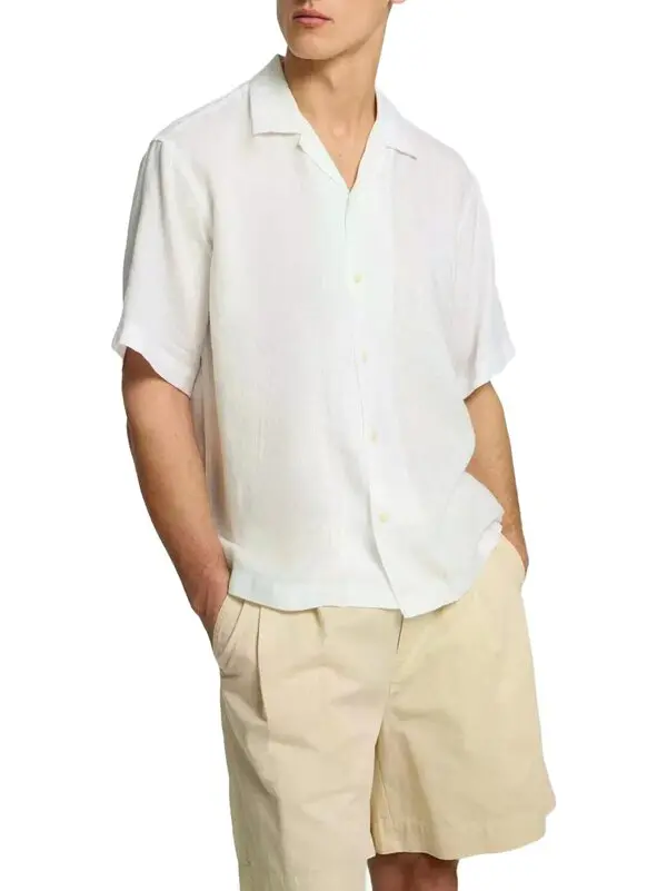SELECTED Short-sleeved Linen Shirt - White