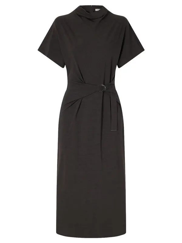 Brunello Cucinelli Belted Midi Dress - Brown