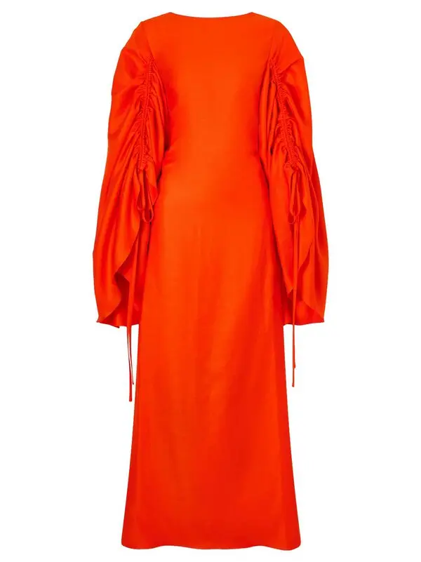 Christopher John Rogers Gathered Ramie Organza Gown - Red