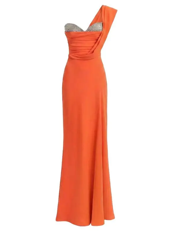 GEMY MAALOUF Embellished One-shoulder Gown - Orange