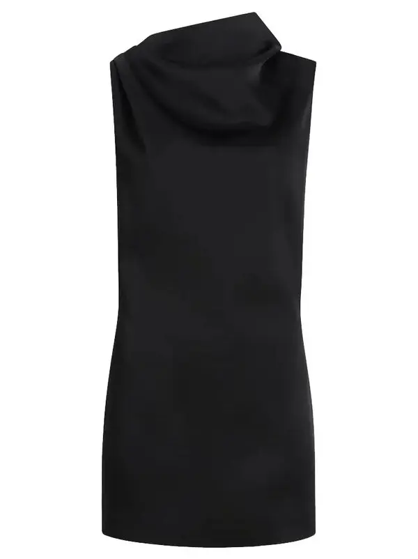 Khaite Astor Draped Neckline Mini Dress - Black