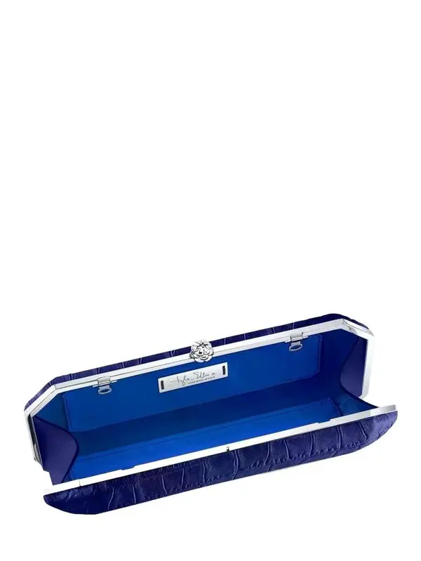Tyler Ellis Large Perry Croc-effect Clutch Bag - Blue