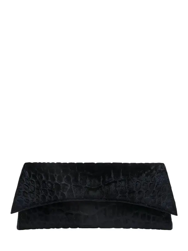 Tyler Ellis Veronica Crushed Velvet Clutch Bag - Black