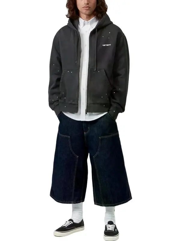 Carhartt Work In Progress Paint-effect Zip-up Hoodie - Black
